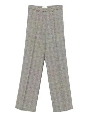 A.M.G. Checked Pleated Trousers - Grey