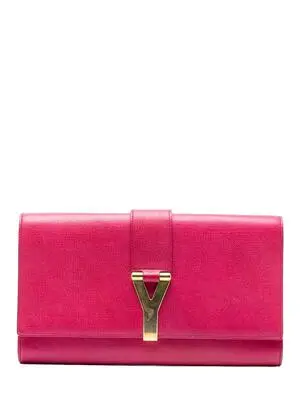 Saint Laurent 2000-2012 Textured Calfskin Chyc Ligne Clutch - Pink