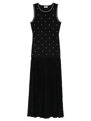 Sandro Floral-embellishment Knitted Maxi Dress - Black