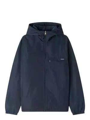 Sandro SANDRO Nylon Hooded Zip-Up Windbreaker With Drawstring Blue
