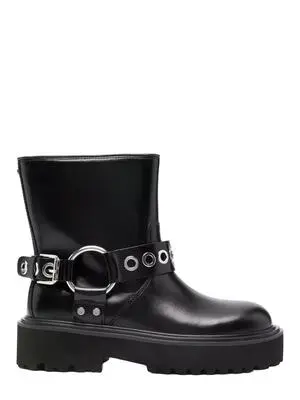 Maje 40mm Eyelet-embellished Biker Boots - Black