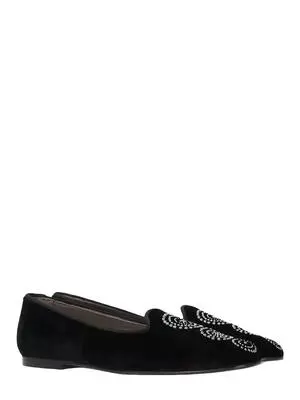 CastaÑer Stud-embellished Velvet Loafers - Black