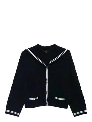 Maje Cable-knit Sailor-collar Cardigan - Blue