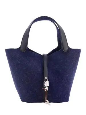 Hermès Picotin Lock Mm Bucket Bag Felt With Leather - Black