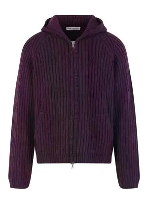 Our Legacy Ribbed Hooded Knit Cardigan - Purple