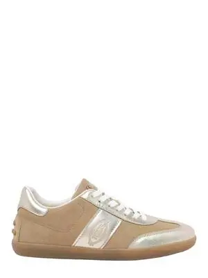 TOD'S Tab Logo Suede Sneakers - Neutrals