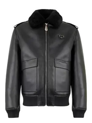 Philipp Plein Shearling-texture-collar Jacket - Black