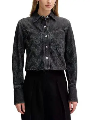 BOSS Crystal-embellished Denim Shirt - Black