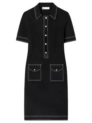 Tory Burch Topstitch Mini Dress - Black