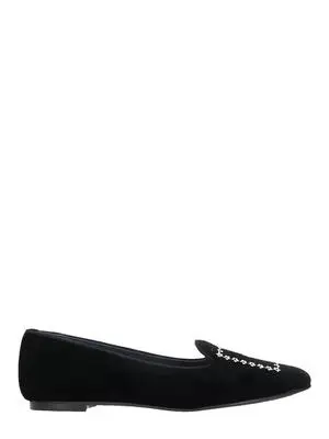 CastaÑer Floral-embroidery Velvet Loafers - Black