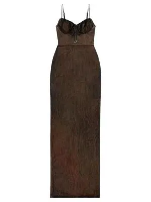 AREA Hotfix-embellished Maxi Dress - Brown