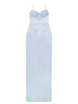 AREA Hotfix Embellished Maxi Dress - Blue