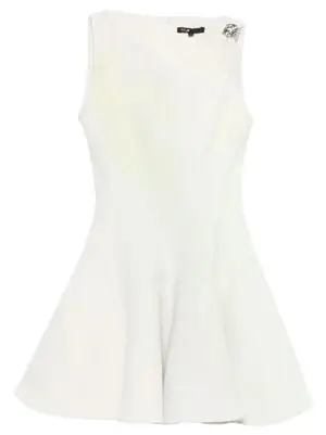 Maje Buckle Appliqué Cotton Dress - White