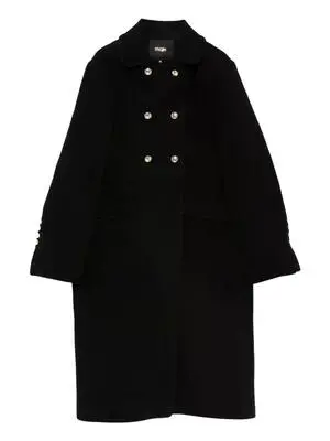 Maje Buttoned Double-breasted Coat - Black