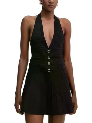 Retrofete Cinzia Button-detail Mini Dress - Black