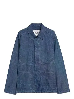 JIL SANDER Patch-pocket Chambray Overshirt - Blue