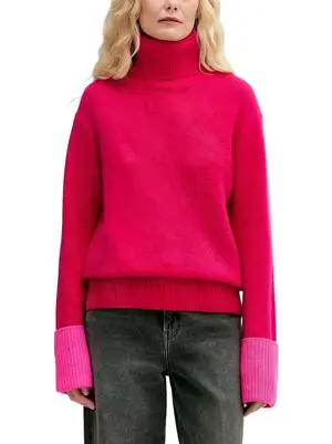 From Future Roll-neck Sweater With Contrast Cuffs - Pink