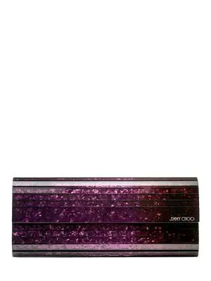 JIMMY CHOO Glitter-embellished Clutch - Purple