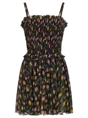 Dolce & Gabbana Floral Print Ruffled Mini Dress - Black