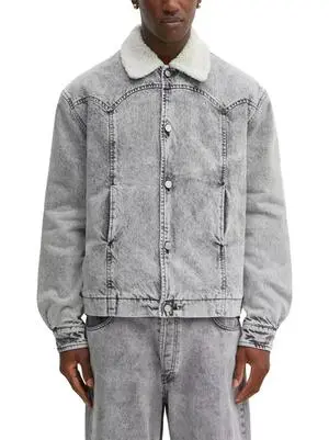 Aries Sherpa-collar Denim Jacket - Grey