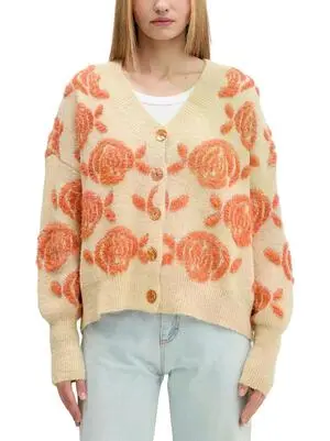 Desigual Floral Buttoned Cardigan - Neutrals