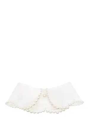 Dice Kayek Pearl Embellished Collar - White