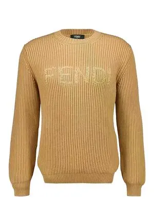 Fendi Logo-embroidered Sweater - Brown