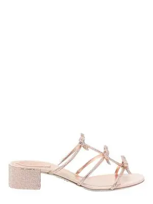Rene Caovilla 40mm Crystal-embellished Ribbon Sandals - Pink