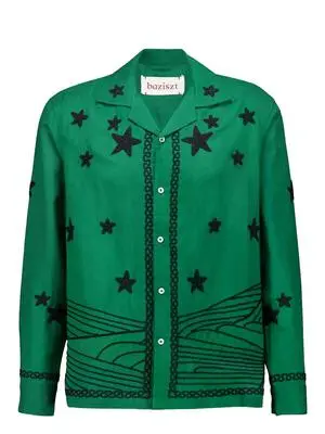 BAZISZT Embroidered-stars Shirt - Green