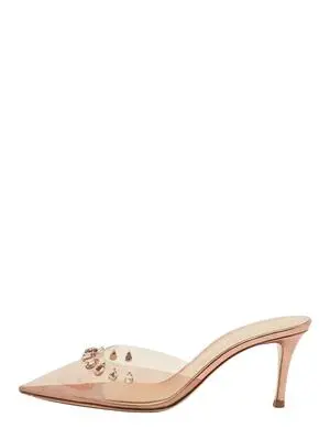 GIANVITO ROSSI Plexi Crystal-embellished Heeled Mules - Neutrals