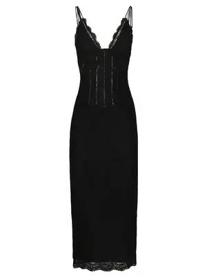 Dolce & Gabbana Long-sleeve Lace Midi Dress - Black