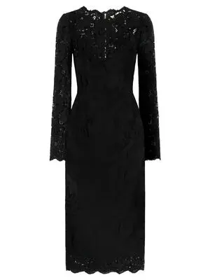 Dolce & Gabbana Long-sleeve Lace Midi Dress - Black