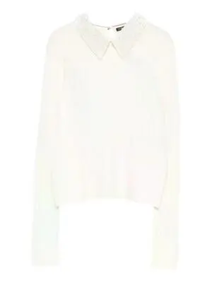 Maje Beaded-collar Sweater - White