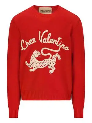 Valentino Garavani Wool Embroidered Sweater - Red