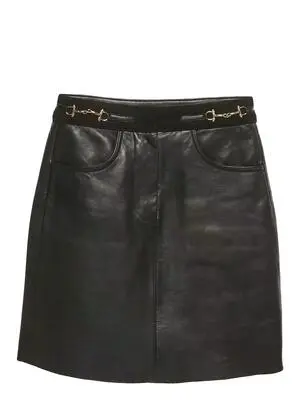 Maje Leather Mini Skirt With Embellished Waistband - Black