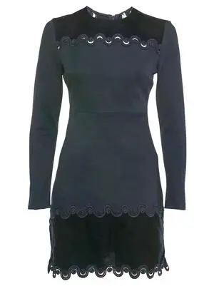 Sandro Velvet-detail Mini Dress - Blue