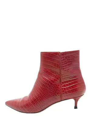 AQUAZZURA Leather Ankle Boots - Red