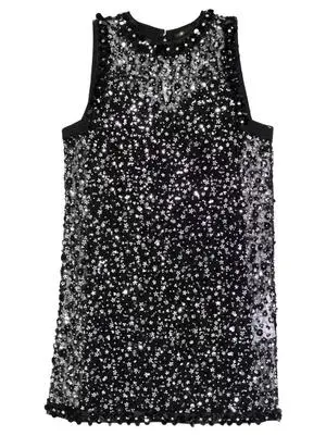 Maje Beaded Sleeveless Mini Dress - Black