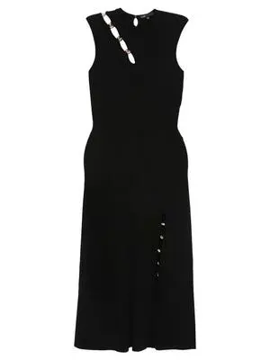 Maje Cut-out Buttoned Knitted Midi Dress - Black