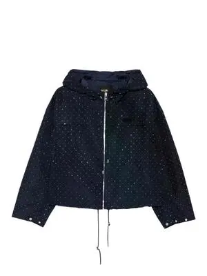 Maje Rhinestone-embellished Hooded Jacket - Blue