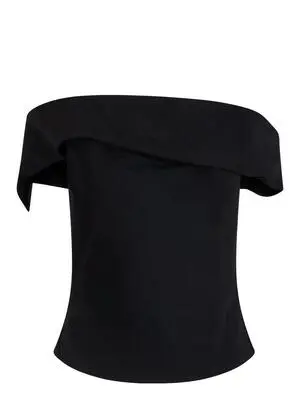 Rosie Assoulin Can't Bare It Ridged Off-shoulder Top - Black