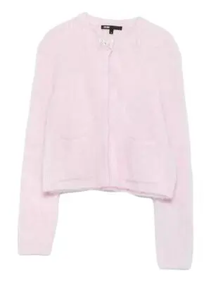 Maje Long-sleeve Cardigan With Embellished Collar - Pink