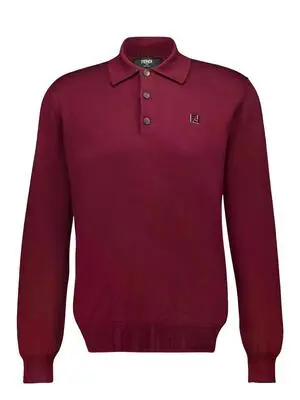 Fendi Long-sleeve Logo Polo Shirt - Red