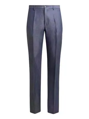 Etro Pleated Linen Trousers - Blue