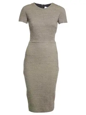 Victoria Beckham Short-sleeved Wool Midi Dress - Neutrals