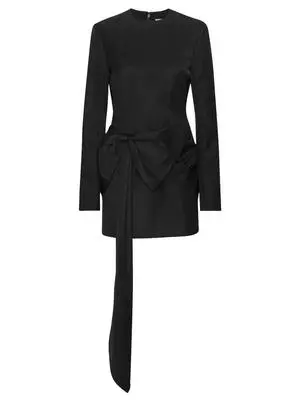 ROTATE BY BIRGER CHRISTENSEN Long-sleeved Bow Mini Dress - Black