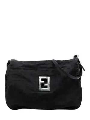 Fendi 2000-2010 Zucca Canvas Shoulder Bag - Black