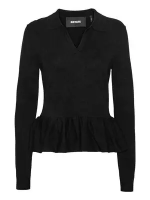 Remain Birger Christensen Peplum Knit Top - Black