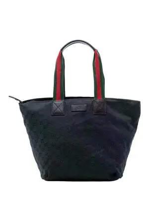 Gucci GG Canvas Web Tote Bag Black