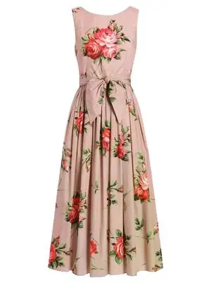 Dolce & Gabbana Floral Print Tie Dress - Pink